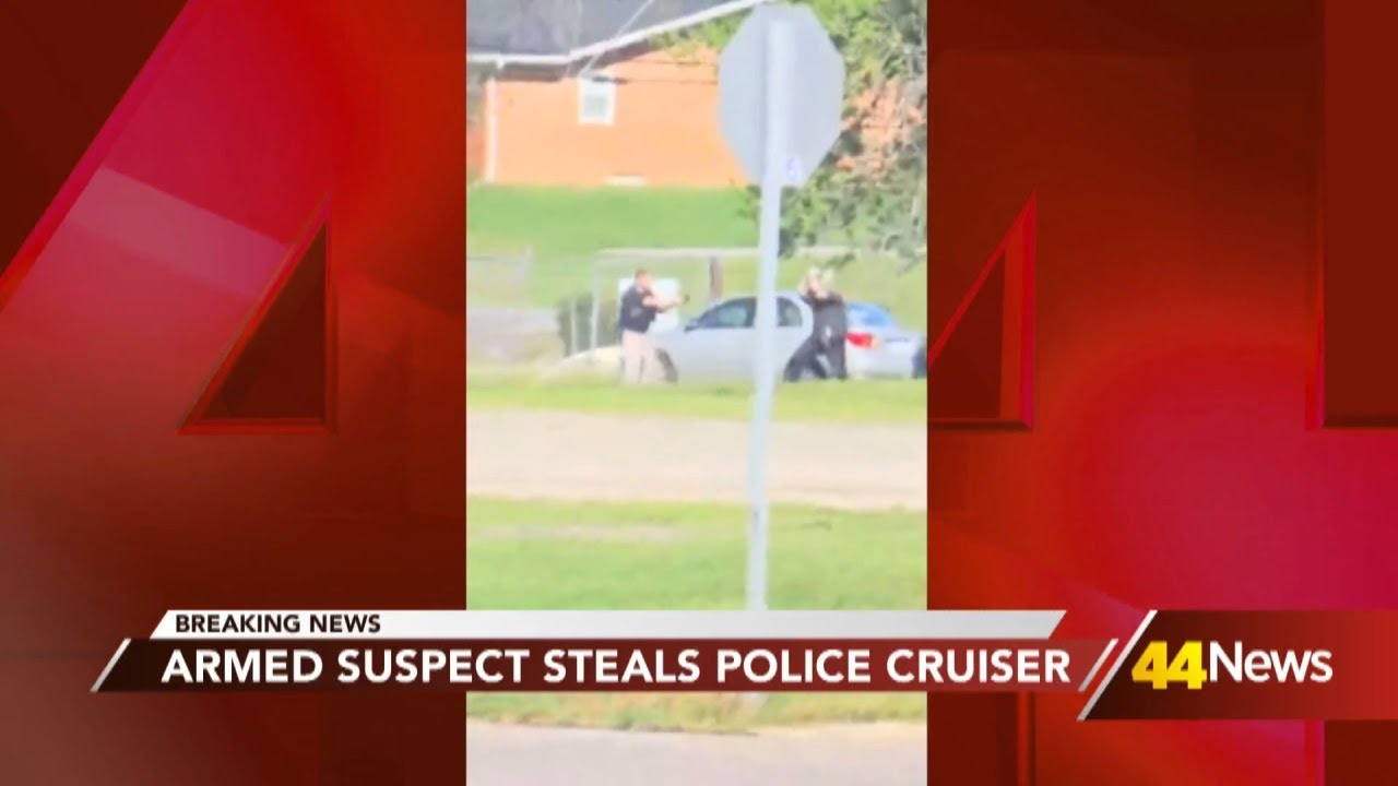 Armed suspect steals police cruiser, shot by officer - YouTube