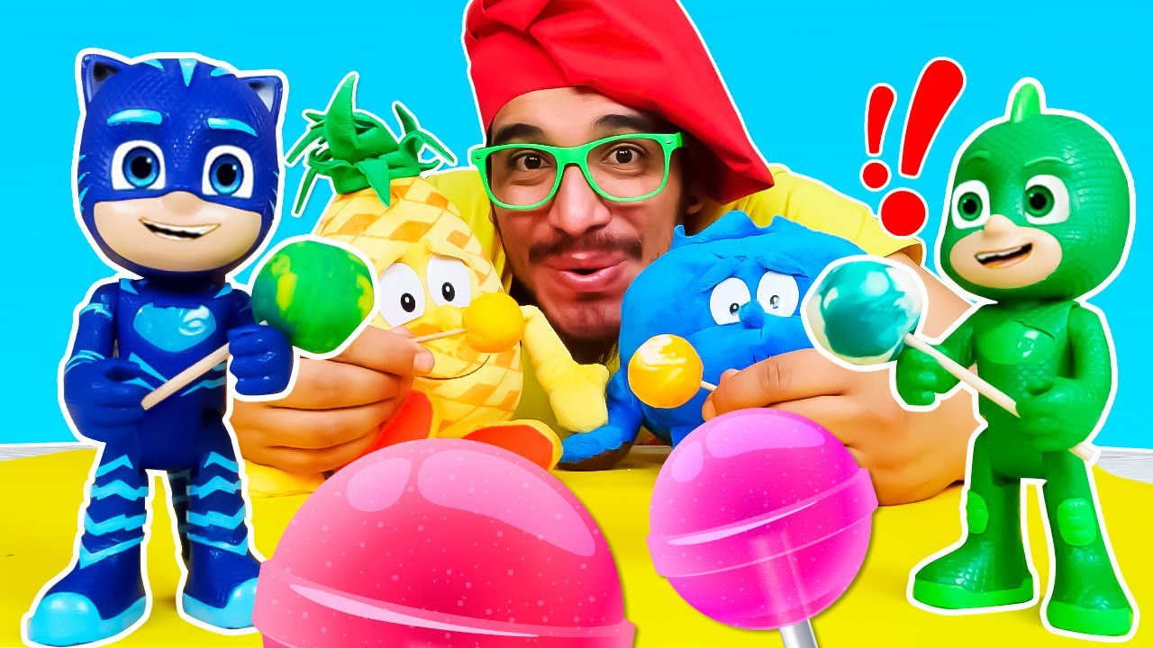 Fruta para Chupa Chups. Los PJ Masks Héroes en Pijama. Cocina para ...