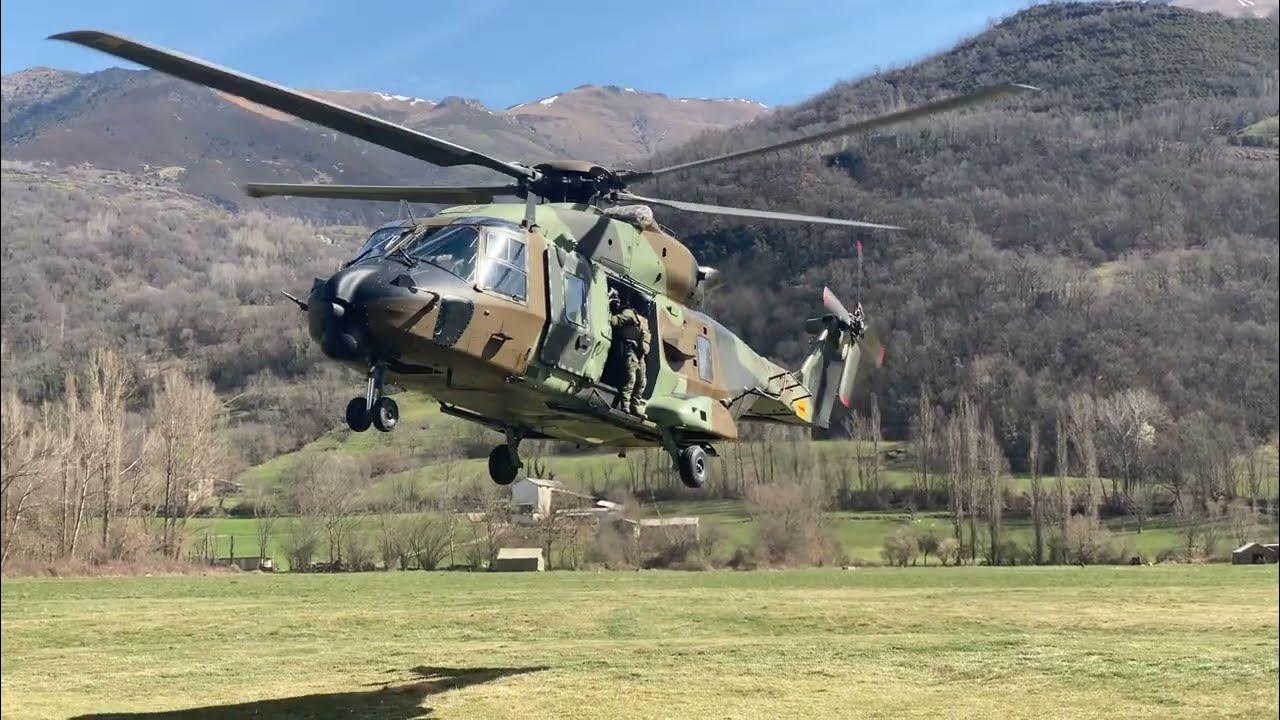 Spanish Army NH90 Multi-role Military Helicopter is flying at Mountain Exercises - YouTube