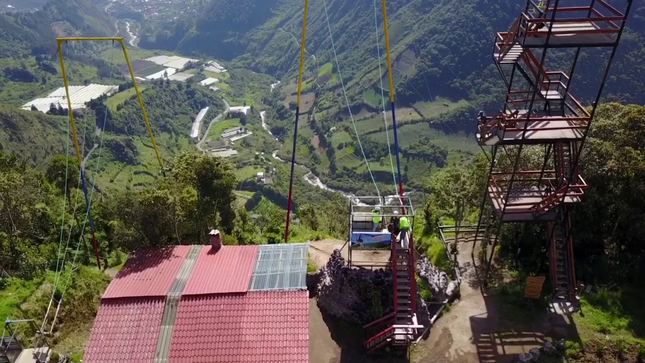 Baños Ecuador huge swing to a cliff - YouTube