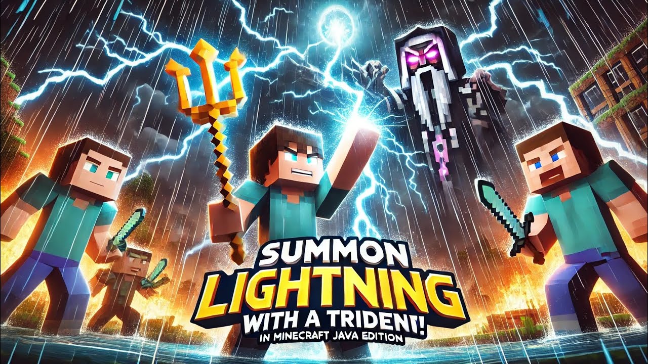 How to Summon Lightning bolt by throwing trident without thunderstorm ⛈ ...