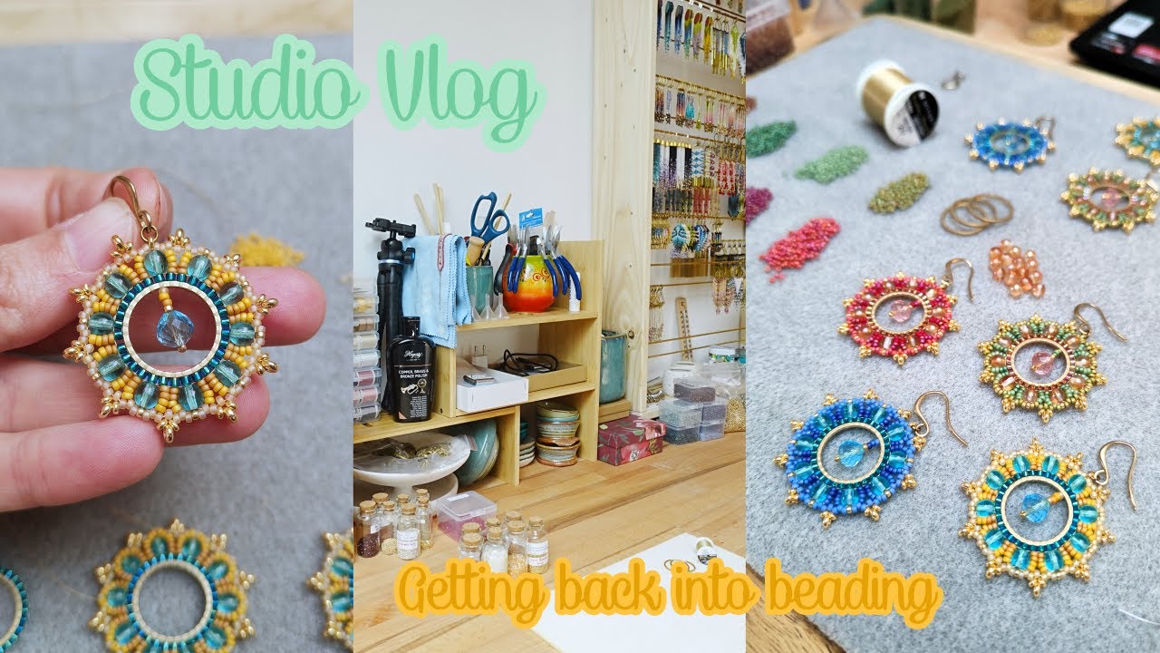 Studio Vlog #21 | beading my new earring design, huge bead & stone cab ...