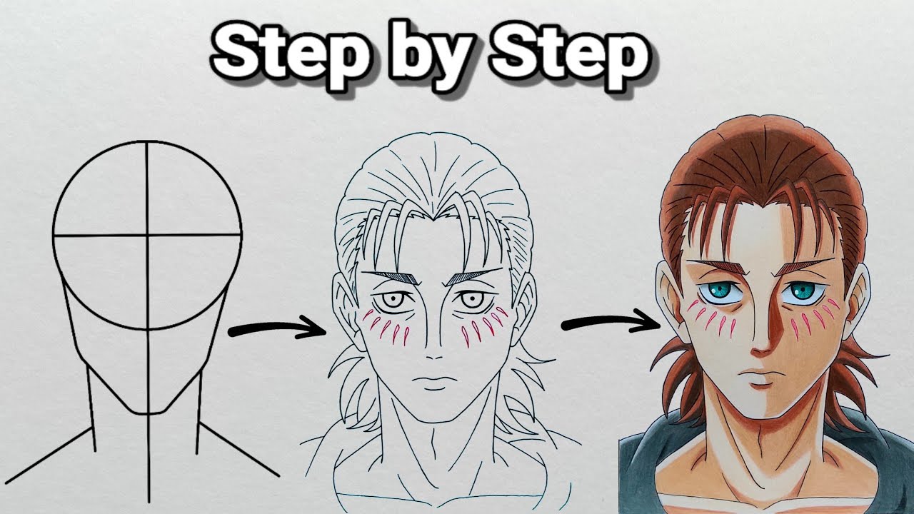How to Draw "Eren Yeager" step by step(Tutorial)for beginners||Attack ...