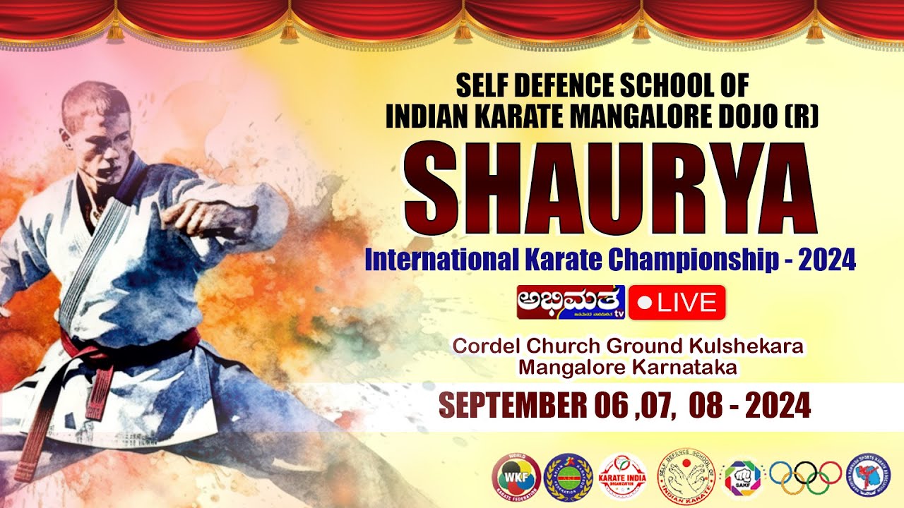 LIVE || SHOURYA - INTERNATIONAL KARATE CHAMPIONSHIP 2024 - DAY 1 - YouTube