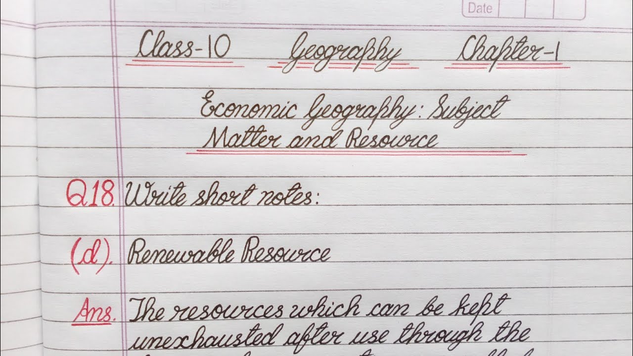 Write short notes : Renewable Resource / Class 10 / Geography / Chapter ...