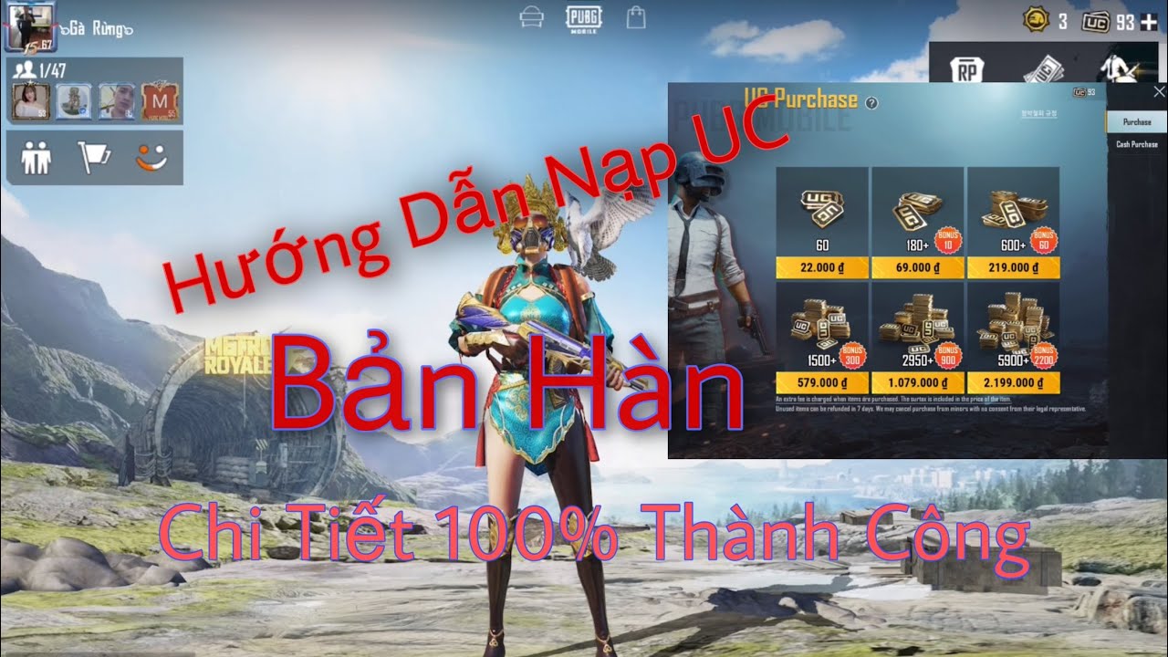 PUBG Mobile : Hướng Dẫn Nạp UC Bản Hàn Tri Tiết Thành Công 100% - YouTube