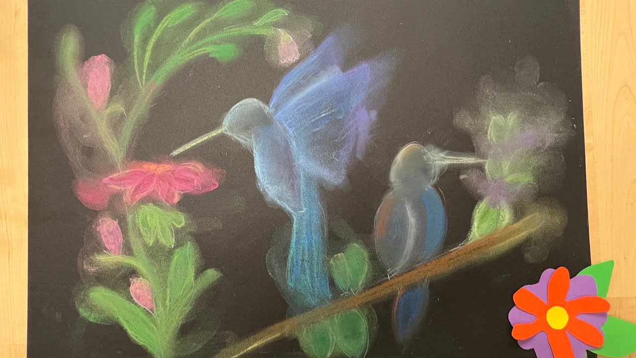 Hummingbird soft chalk pastels art - YouTube