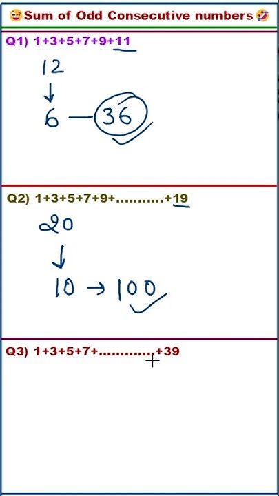 Sum of Odd Consecutive Numbers Trick - YouTube