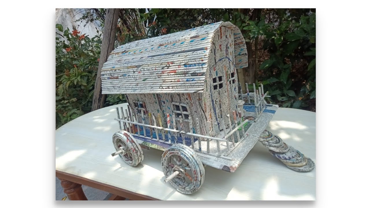 How to make Vardo Wagon with news paper | DIY | News Paper Crafts - YouTube