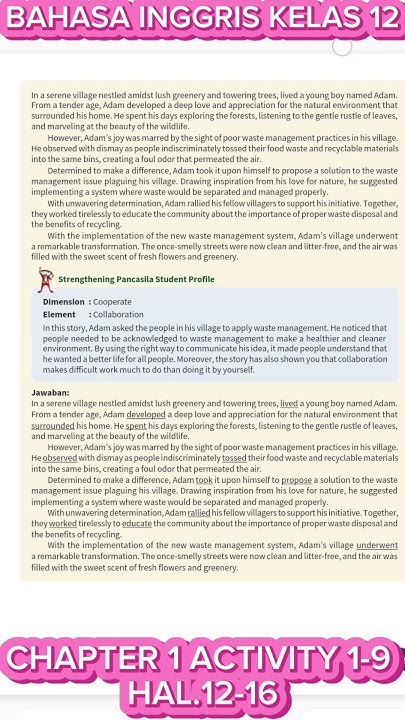 BAHASA INGGRIS KELAS 12 CHAPTER 1 ACTIVITY 1-9 HAL. 12-16 #intanpariwara #belajar #kurmer # ...