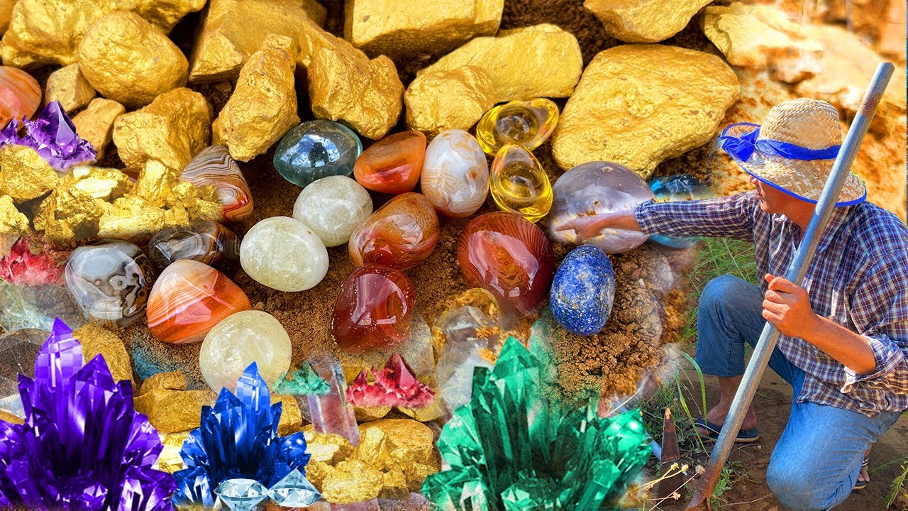 Discovery of Natural Gold, Diamond Amethyst. Diamonds, Quartz Crystal ...
