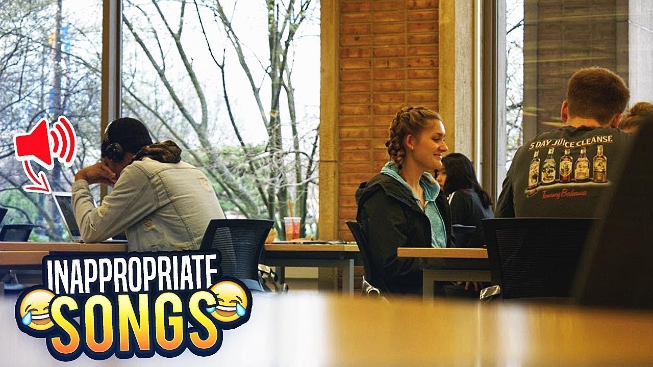 Blasting INAPPROPRIATE Songs In The Library PRANK - YouTube