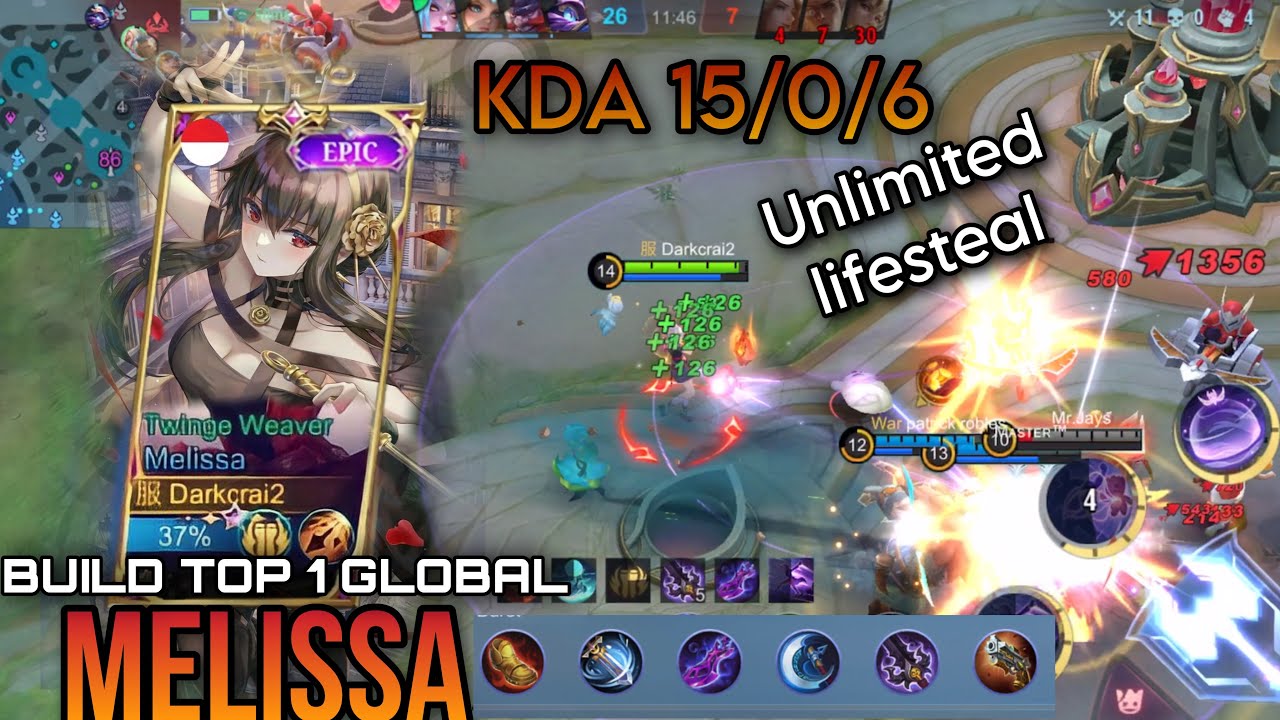 Melissa Build Top 1 Global | Unlimited lifesteal | God like | Mlplayer ...