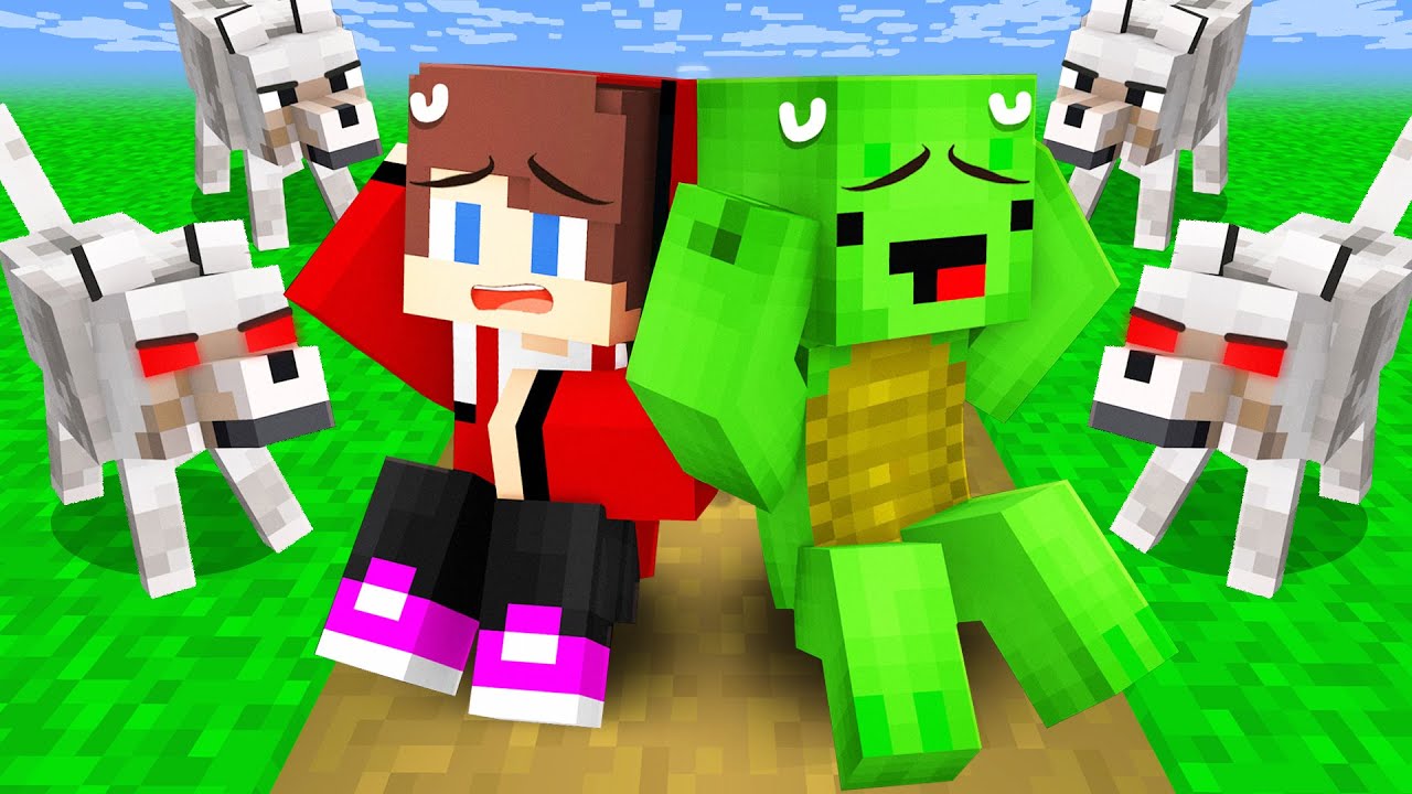 JJ and Mikey Adopted by Wolves - Sad Story of Wolf in Minecraft ...
