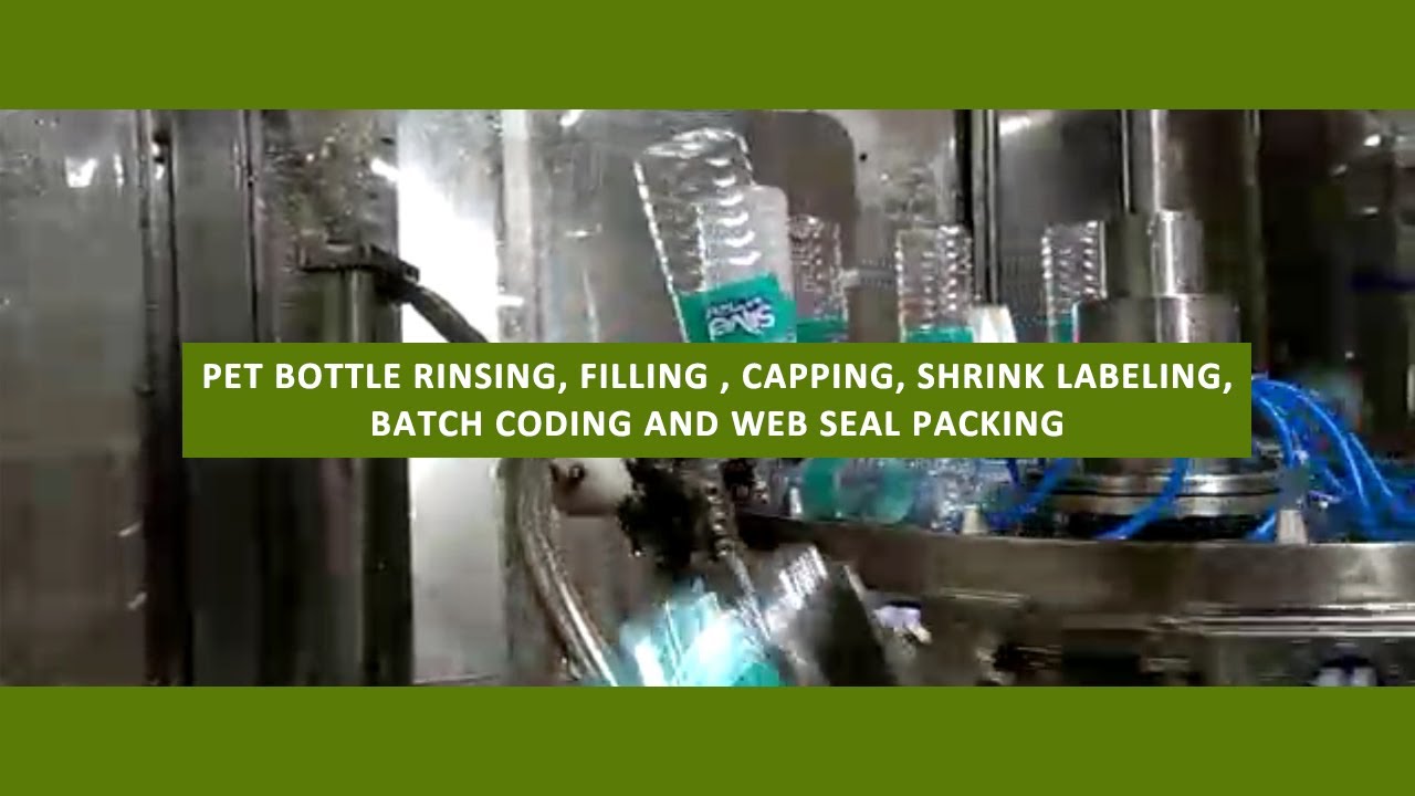 PET Bottle Rinsing, Filling, Capping, Shrink Labeling, Batch Coding ...