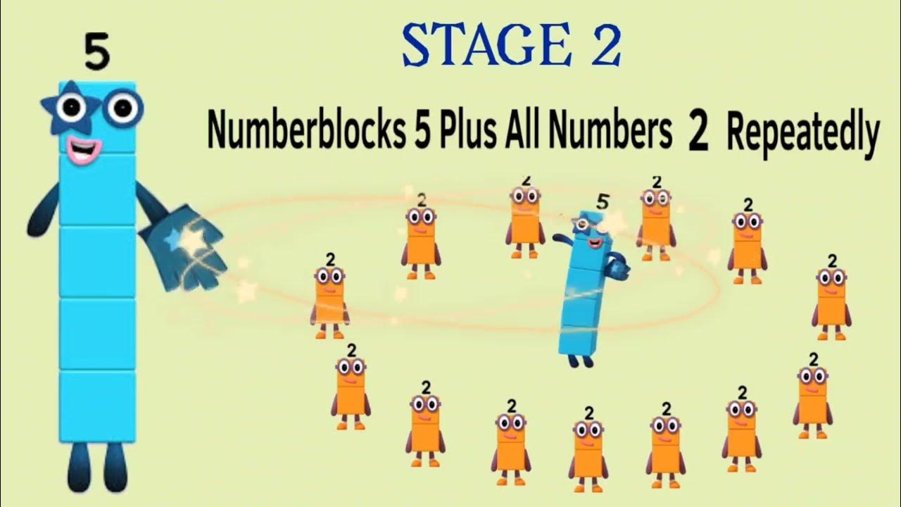 Numberblock 5 add and times different numbers in various stages - YouTube