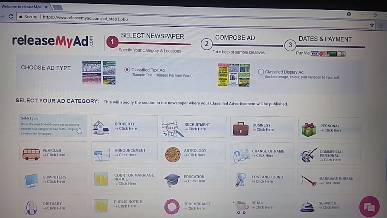 Simple Newspaper Ad Booking Process - releaseMyAd - YouTube