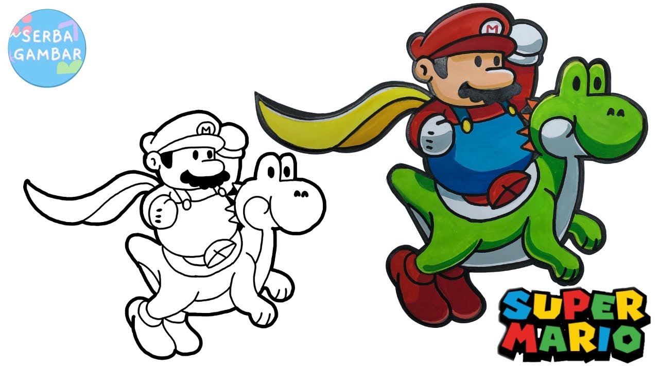 Drawing MARIO AND YOSHI | MARIO BROS CHARACTER | HOW TO DRAW AND PAINT ...