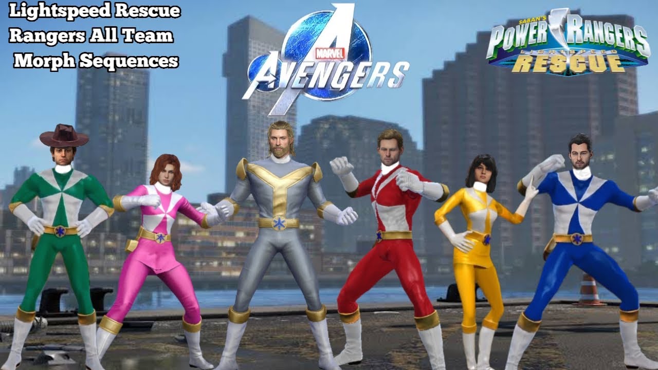 Marvel Avengers - Lightspeed Rescue All Rangers Team Morph Sequences - YouTube