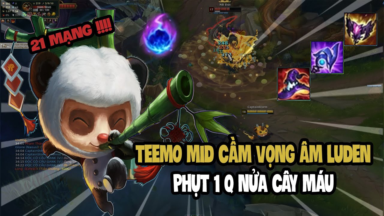 CAPTAIN TEEMO VỌNG ÂM LUDEN PHỤT 1 Q NỬA CÂY MÁU, CHỒN XANH LÈ...| ĐỒNG ĐOÀN LEO RANK - YouTube