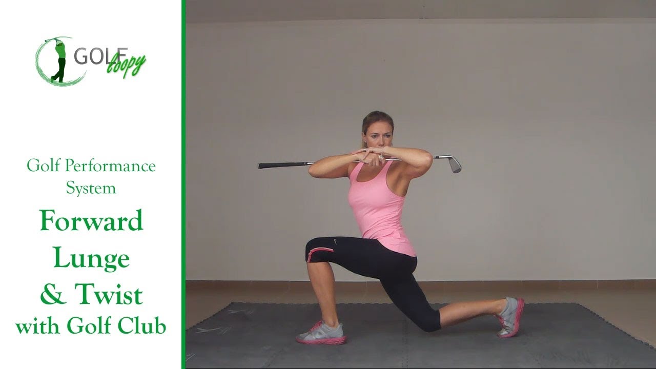 Golf Stability Exercise - Forward Lunge and Twist with Golf Club - YouTube