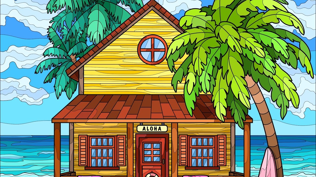 Beach Hut House Hey Color app #paintbynumbers #relaxing #coloring # ...
