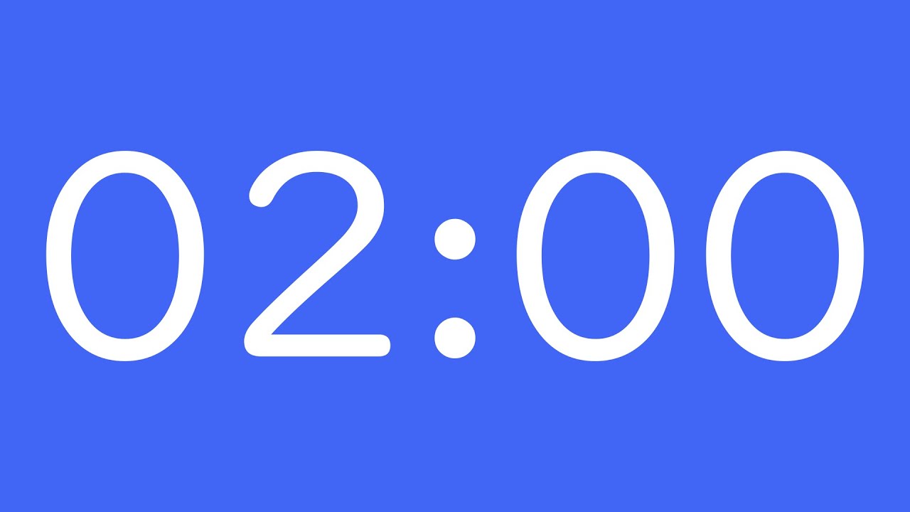 2-Minute Countdown Timer | Ultramarine Blue × White (Larger Digits ...