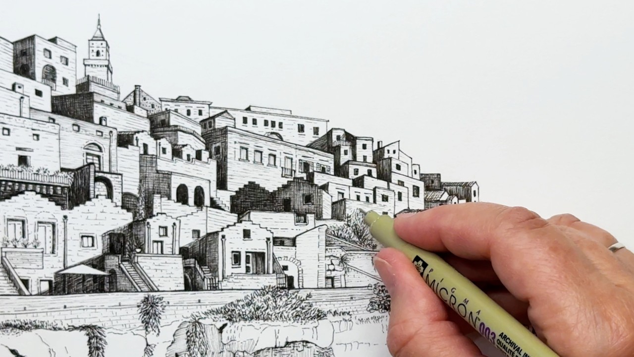 Drawing Matera with Pen and Ink. But is it finished? - YouTube