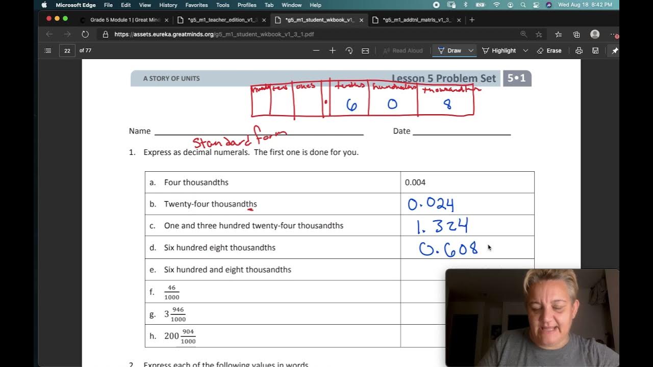Eureka Math Grade 5 Module 1 Lesson 5 Problem Set - YouTube