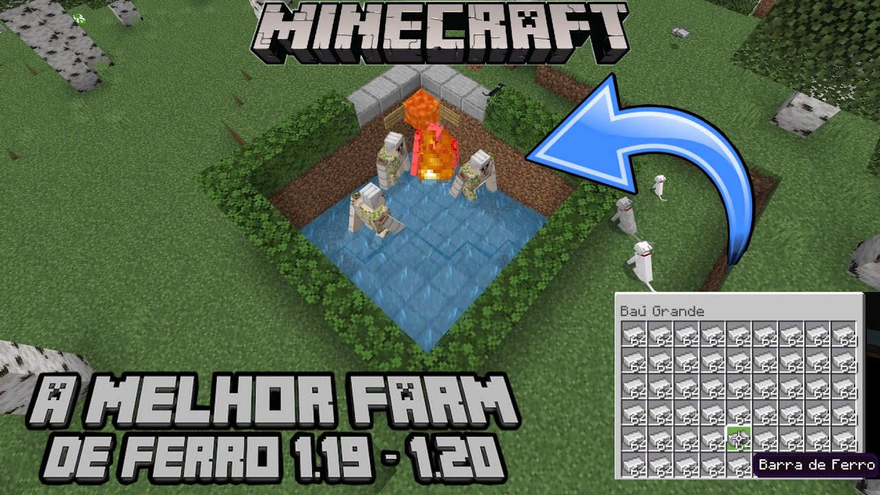 A melhor FARM de FERRO para Minecraft Bedrock 1.19 e 1.20!! Fácil e ...