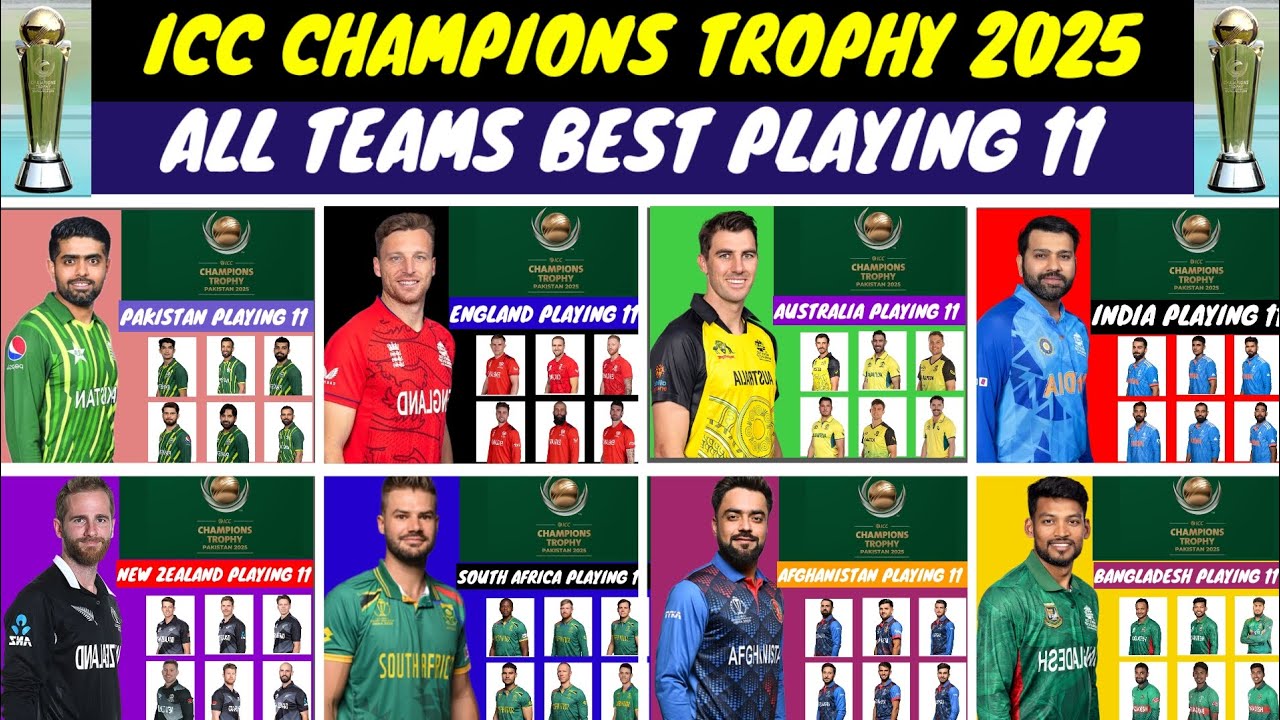 ICC champions trophy 2025 all teams best playing 11 - YouTube