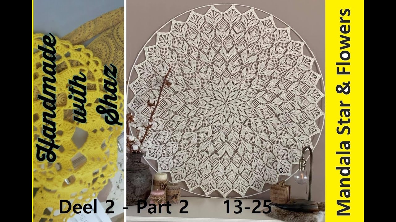 HWS Mandala Doily Star & Flowers - 2 - Video Crochet Tutorial - Rnd 14 ...