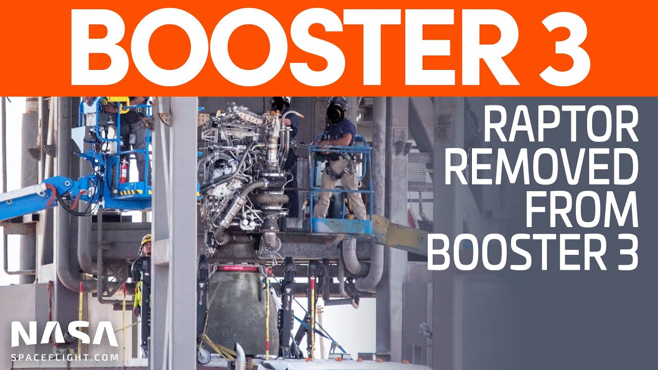 Raptor Engine Removed from Super Heavy Booster 3 | SpaceX Boca Chica ...