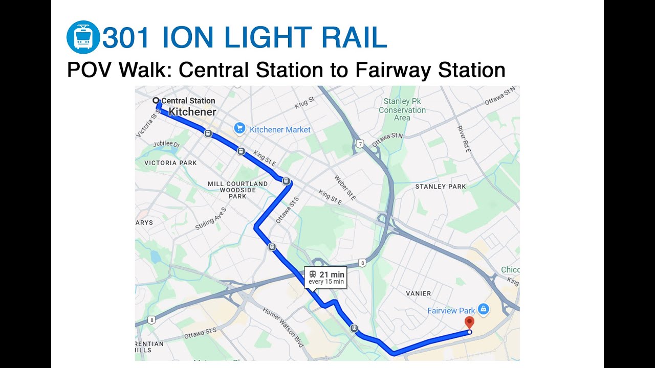 GRT ION LRT POV Walk: Central Station to Fairway Station (4K 60FPS ...