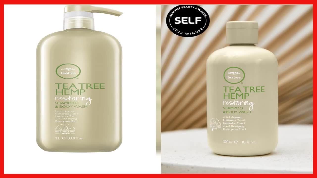 Tea Tree Hemp Restoring Shampoo & Body Wash, 2-in-1 Cleanser, For All ...