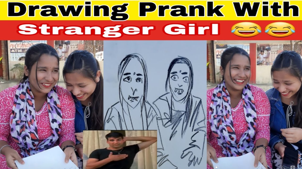 Drawing prank with strangers girl 😂 // random drawing//drawing prank # ...