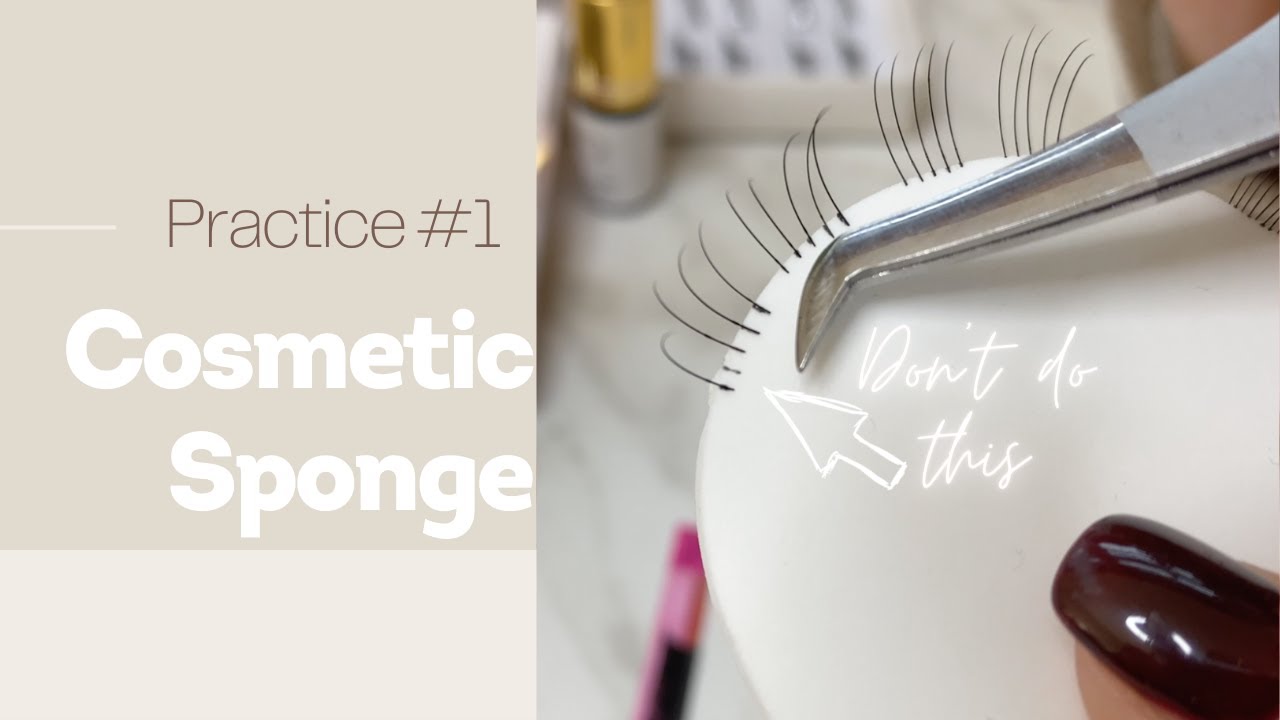 Practice Applying Eyelash Extensions on Cosmetic Sponge - YouTube