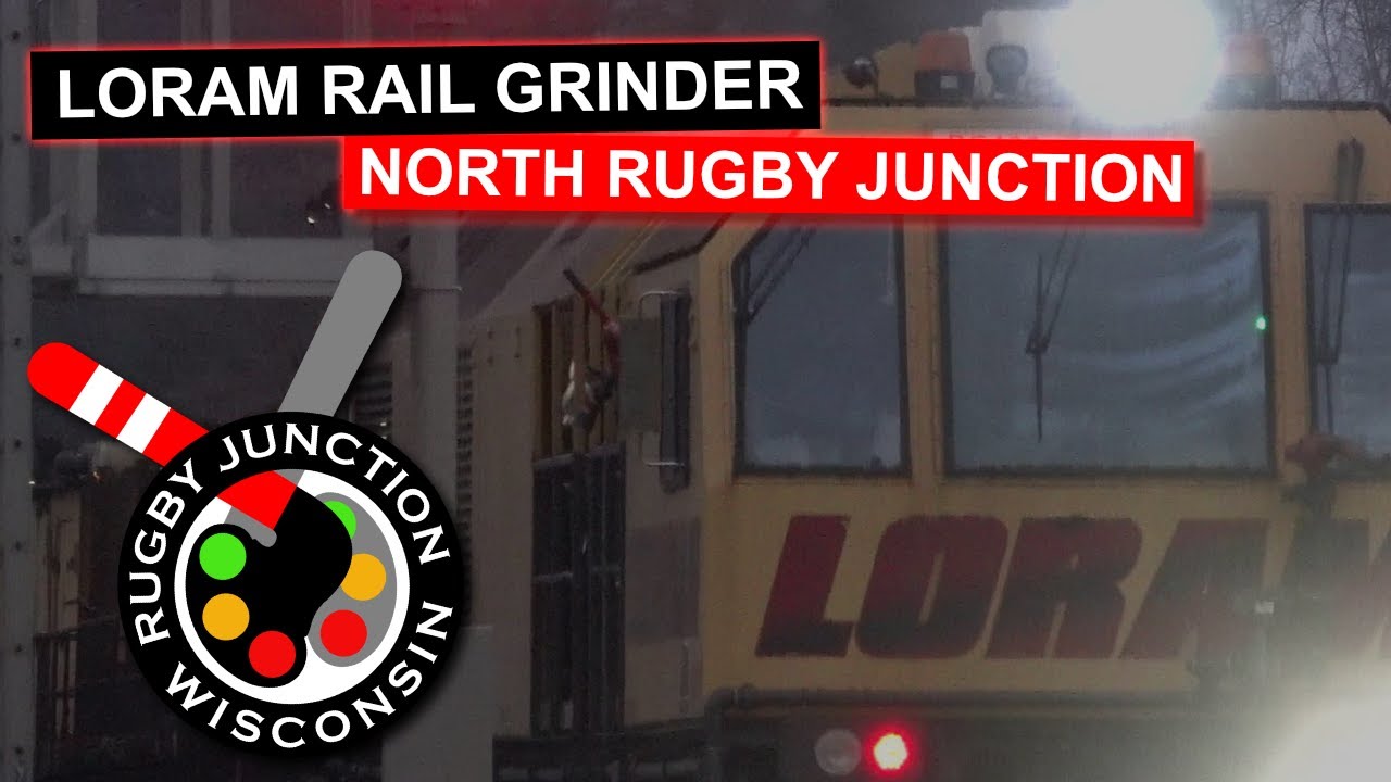 Loram Rail Grinder at North Rugby Junction WI - YouTube