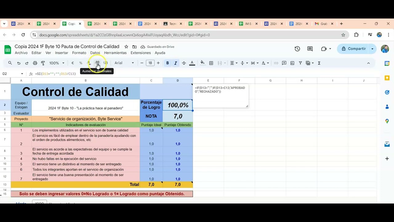 Grabando Tutorial Fórmulas control de calidad - YouTube