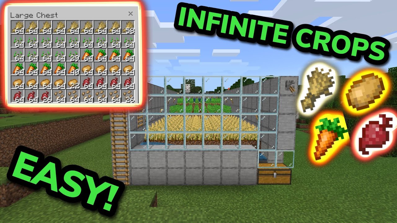 SIMPLE 1.21 SEMI-AUTOMATIC CROP FARM TUTORIAL in Minecraft Bedrock ...