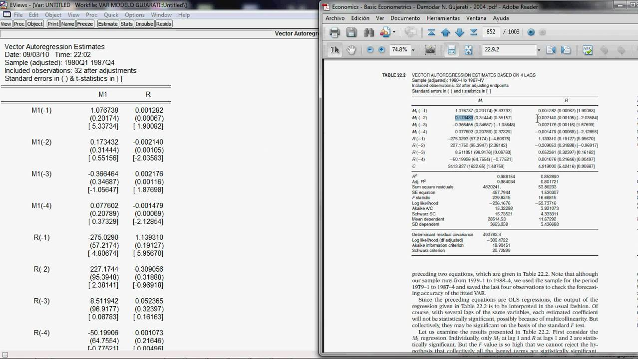 Eviews 6 Modelos VAR (ejemplo para replicar, se adjuntan datos en la ...