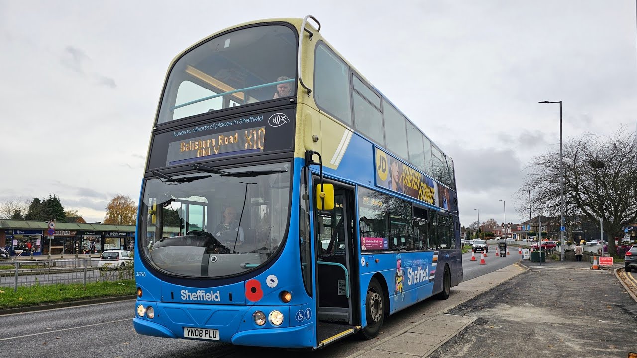 🚍*Noisy Volvo B9* First South Yorkshire 37496 YN08 PLU Volvo B9 Gemini ...