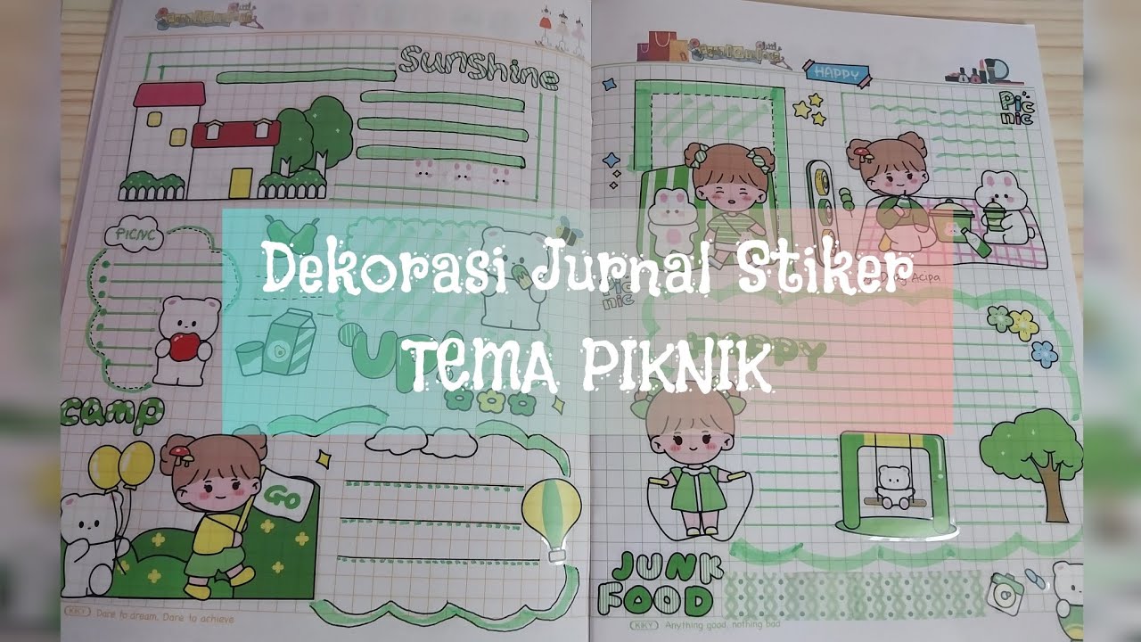 Dekorasi Jurnal Stiker Tema Piknik Serba Hijau | Journaling | Jurnal ...