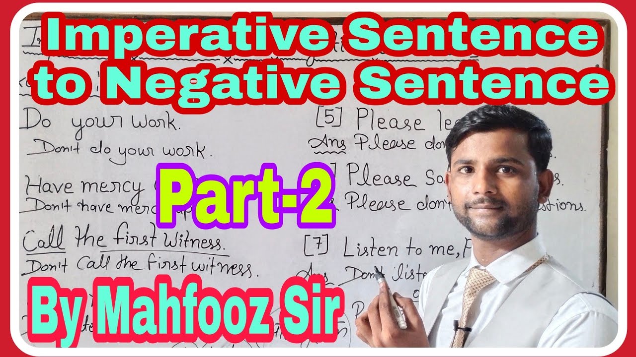 Imperative Sentence to Negative Sentence By Mahfooz Sir - YouTube