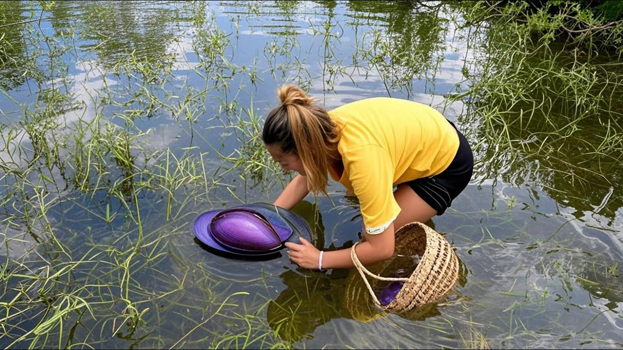 Girl Discovers Enormous Purple Mussel, Unveils Glistening Pearl ...