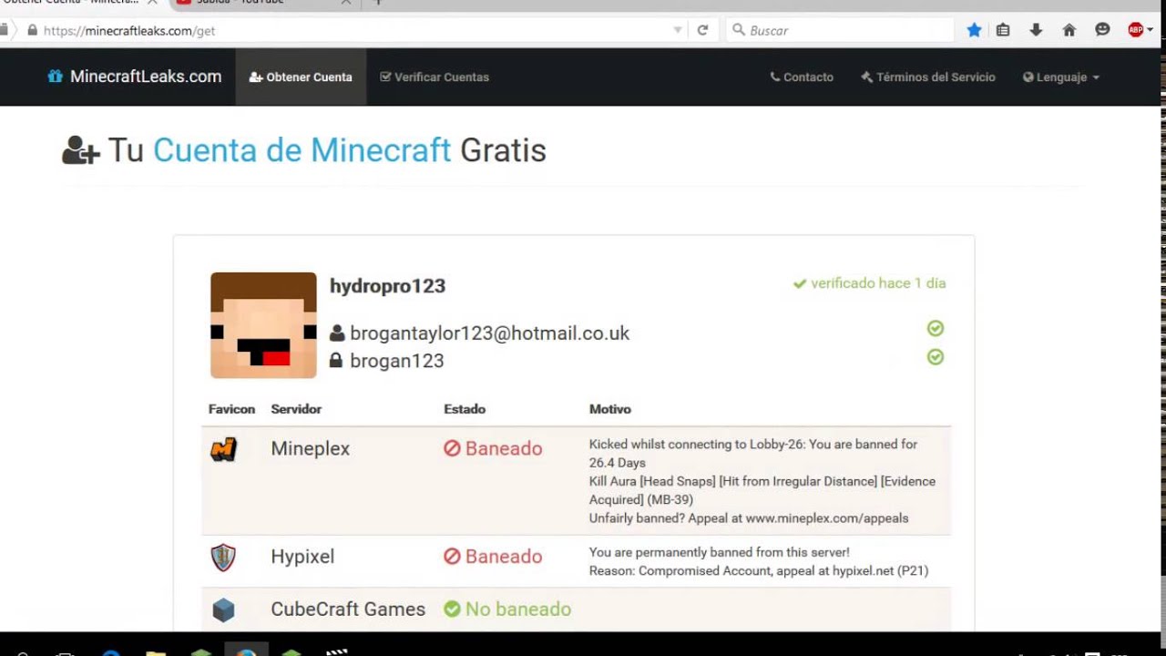MINECRAFT PREMIUM GRATIS CUENTAS - YouTube