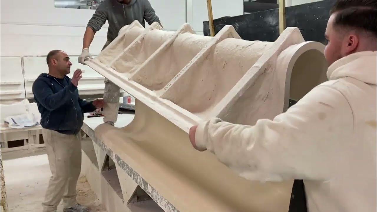 Glass Reinforced Gypsum - manufacturing a GRG curved wall moulding for an office reception area ...
