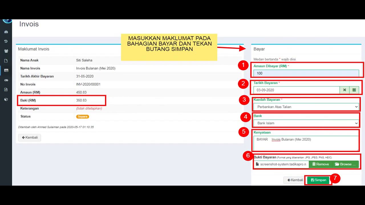 3.1 BAYARAN TUNGGAL BAGI 1 INVOIS OLEH IBUBAPA - YouTube