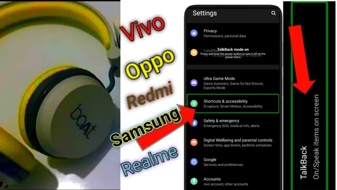 double tap Vivo oppo Redmi Realme Talkback is on press and hold volume ...