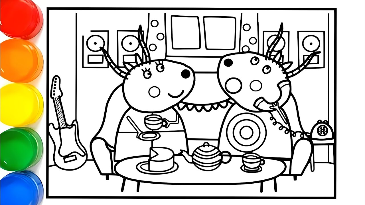 Madame Gazelle Tea Time Drawing Easy, Peppa Pig Drawing, Painting and ...